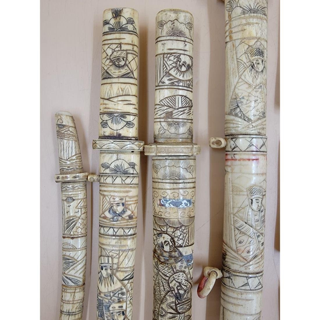 Lifetime | 4 Vintage Japanese Swords in Bone Scabbards & Sculpture ...