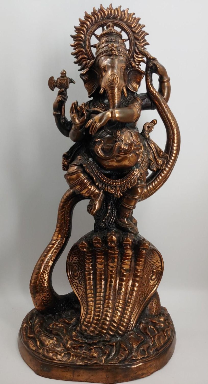 Unknown | A Large Copper Indian Ganesh Figure on Shesha | MutualArt