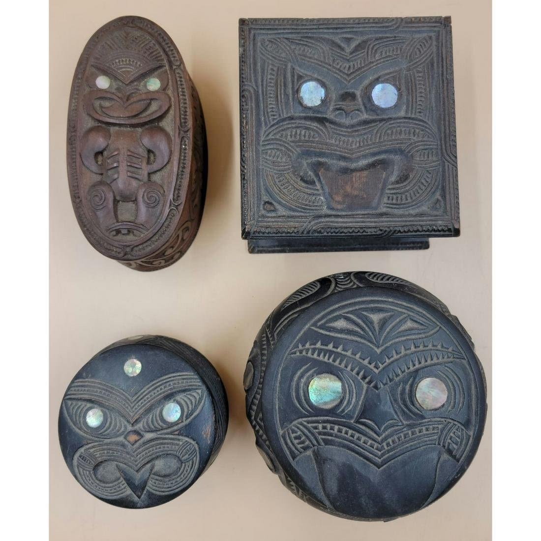Unknown | Grouping Of 4 Vintage Maori Boxes | MutualArt