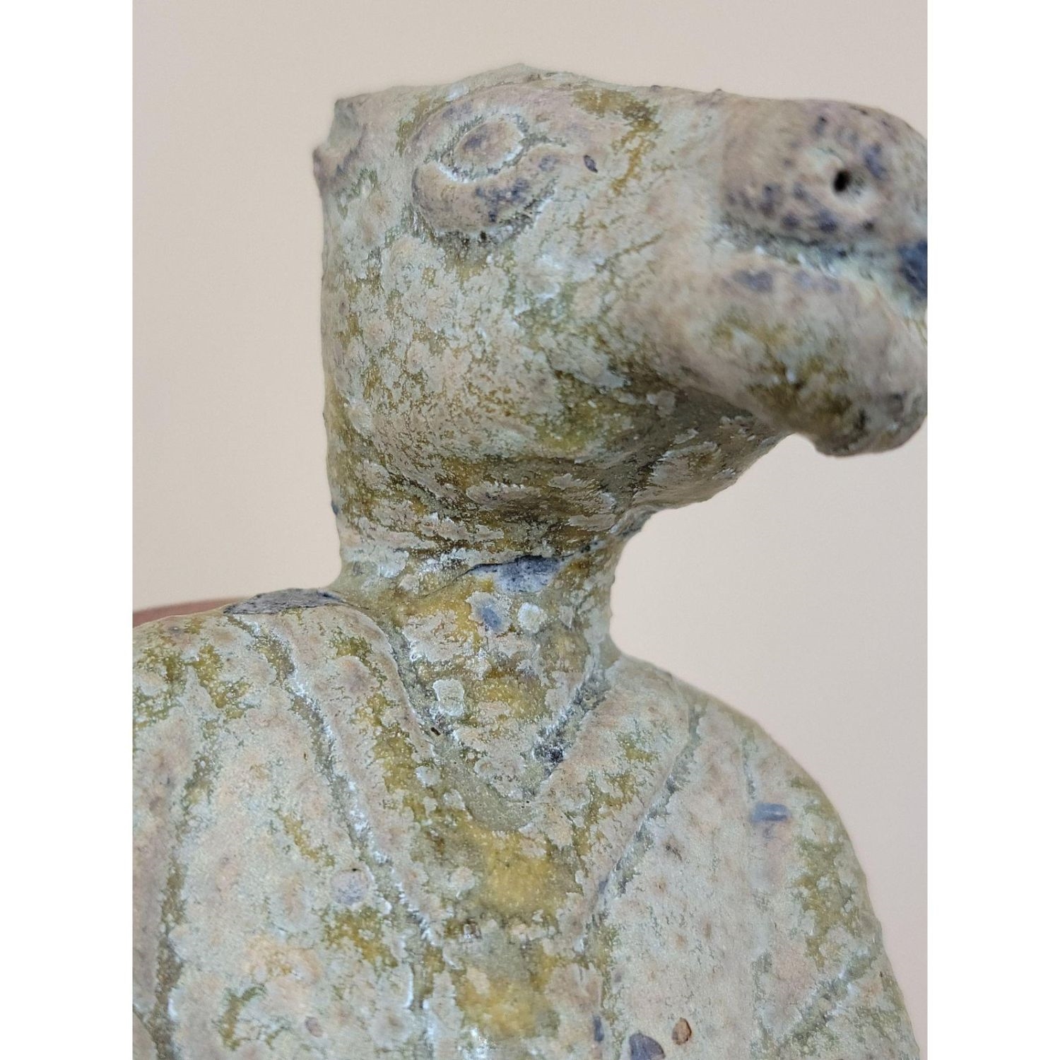 Lifetime | A Han terracotta Zodiac sheep & jade Rhino w Glyphs. | MutualArt
