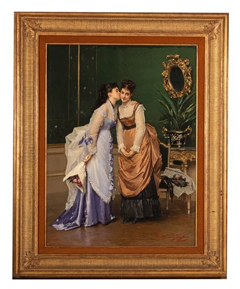 Gustave de Jonghe | two elegant sisters in a luxurious interior | MutualArt
