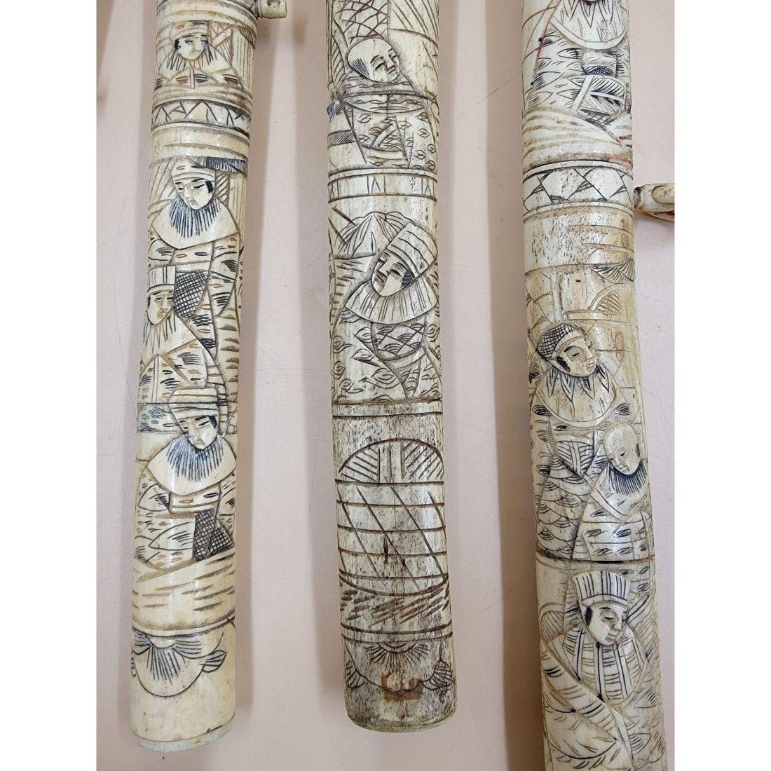 Lifetime | 4 Vintage Japanese Swords in Bone Scabbards & Sculpture ...