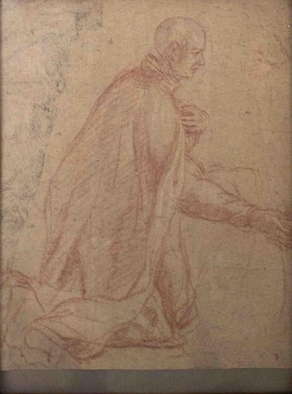 European School | Old Master Drawing Red Chalk Drawing of Priest ...