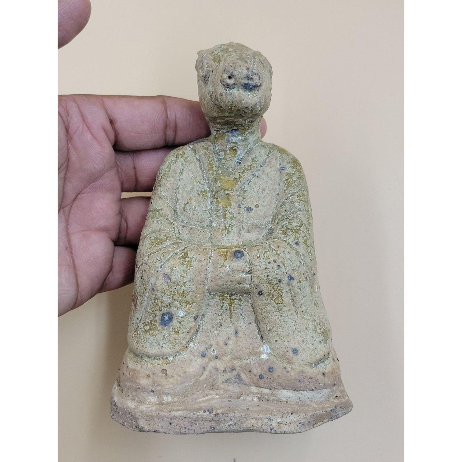 Unknown | A Han terracotta Zodiac sheep & jade Rhino w Glyphs. | MutualArt