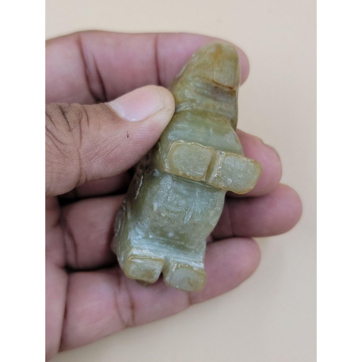 Unknown | A Han terracotta Zodiac sheep & jade Rhino w Glyphs. | MutualArt