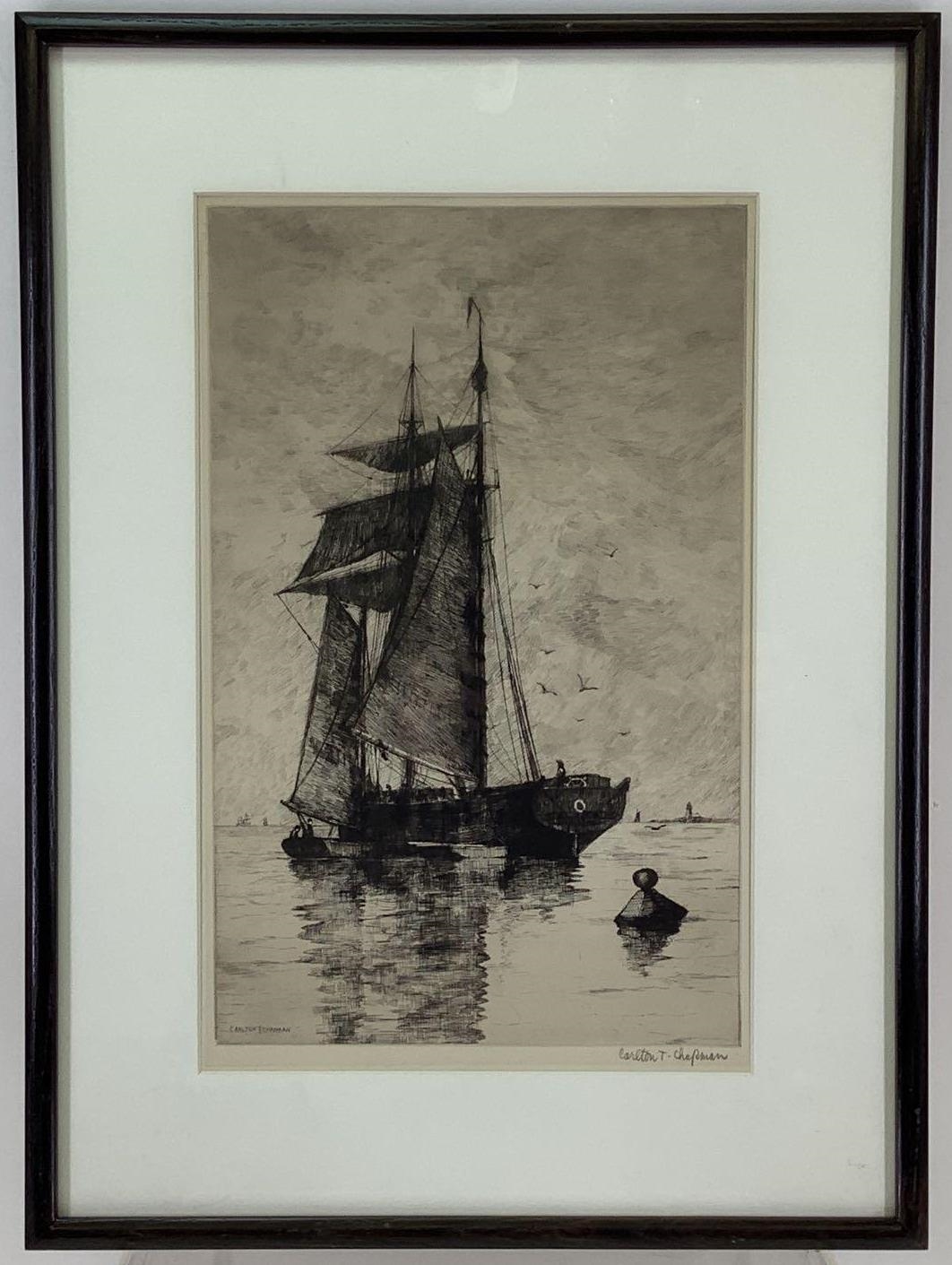 Carlton T. Chapman | Seascape with masted ship | MutualArt