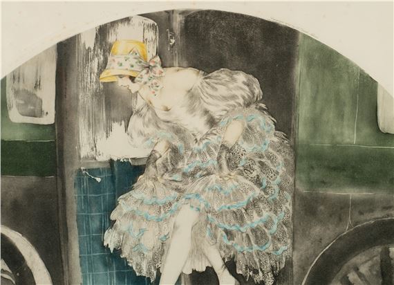 Louis Icart | two Art Deco beauties in a vehicle (1929) | MutualArt