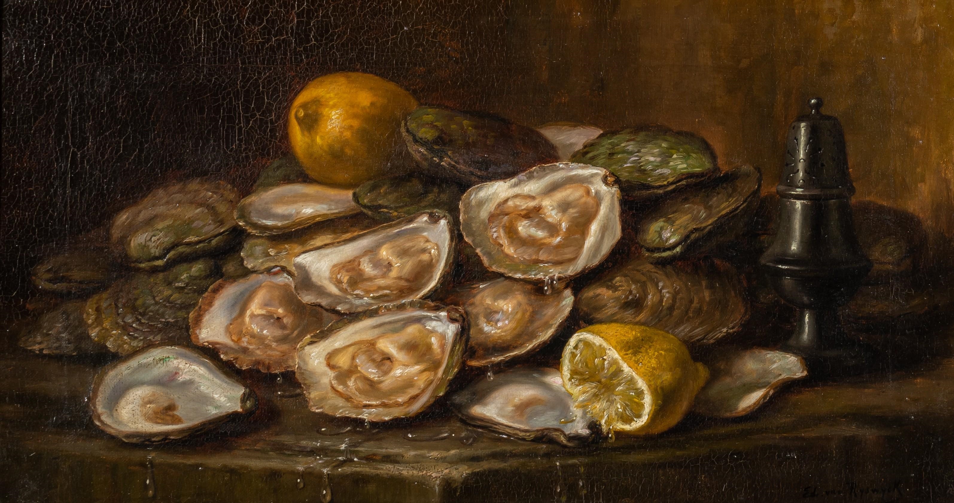 Edward van Rijswijck | still life with oysters and lemon | MutualArt