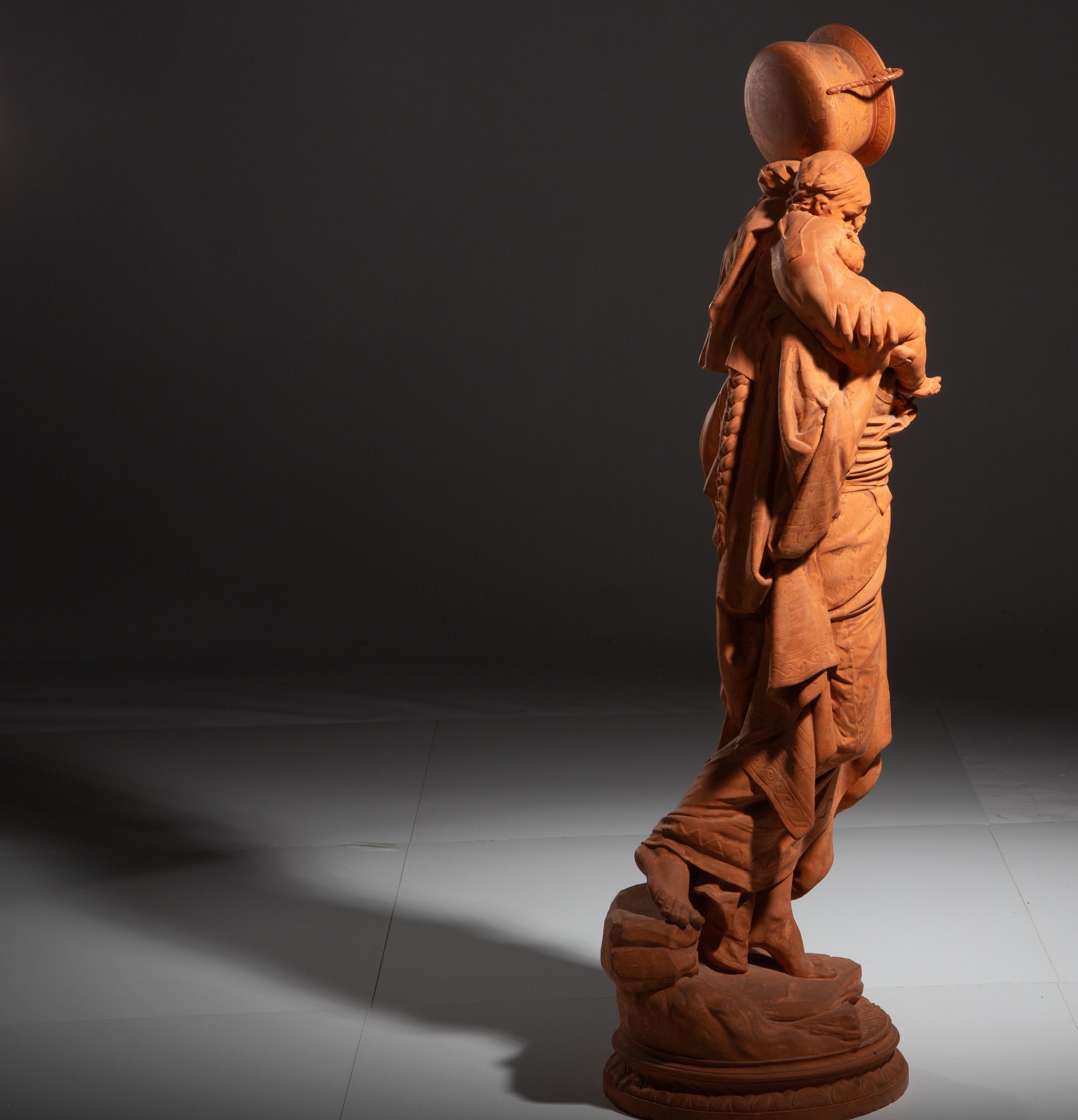 Louis Samain | female water carrier carrying her child | MutualArt