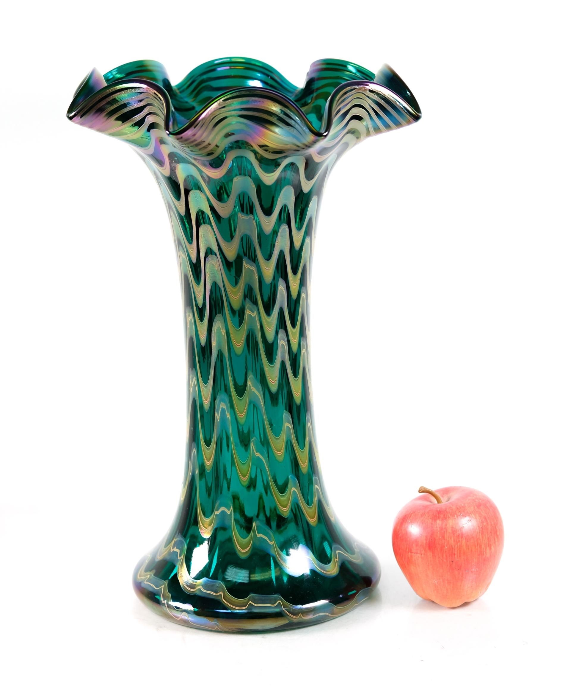 Johann Loetz Witwe | Loetz/Rindskopf Wavy Iridized Glass Vase 13.75in ...