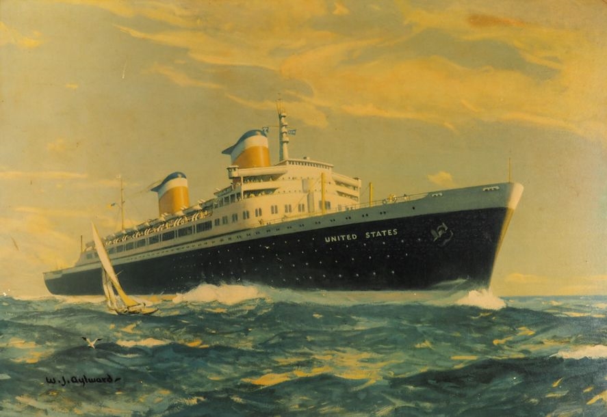 William James Aylward | Chromolithography of an ocean liner | MutualArt