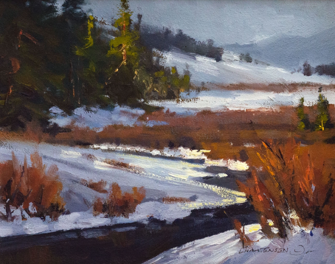 Scott Christensen | Scott Christensen (1962-) Snowy Landscape with River | MutualArt
