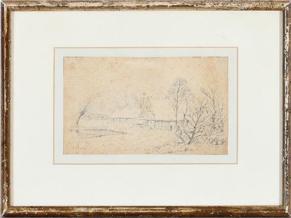 Johan Thomas Lundbye | Study of a thatched farm house | MutualArt