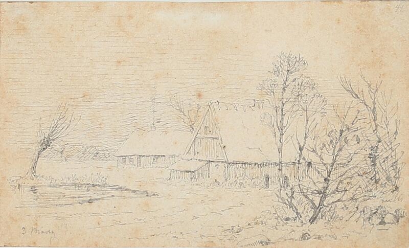 Johan Thomas Lundbye | Study of a thatched farm house | MutualArt