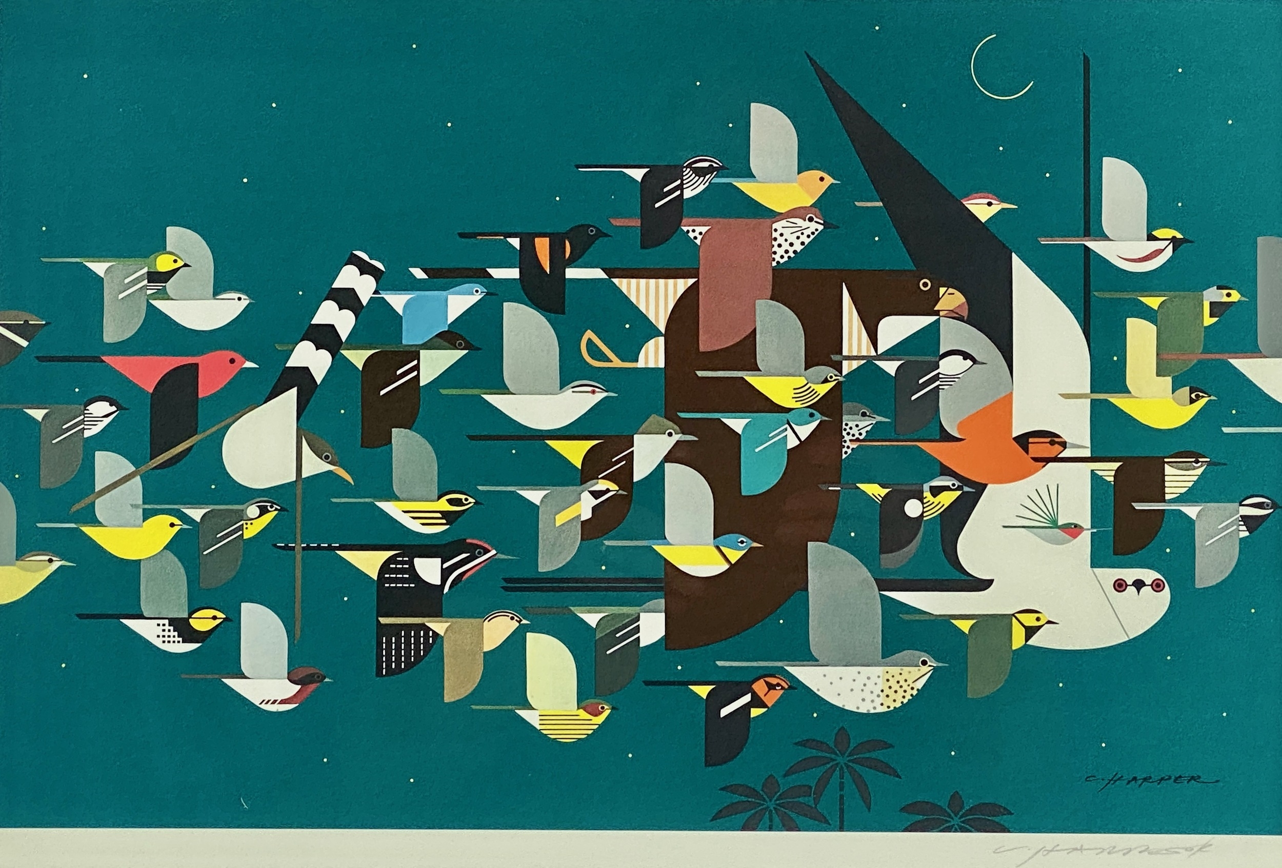 Charley Harper | Offset Lithograph of Birds Signed Charley Harper ...