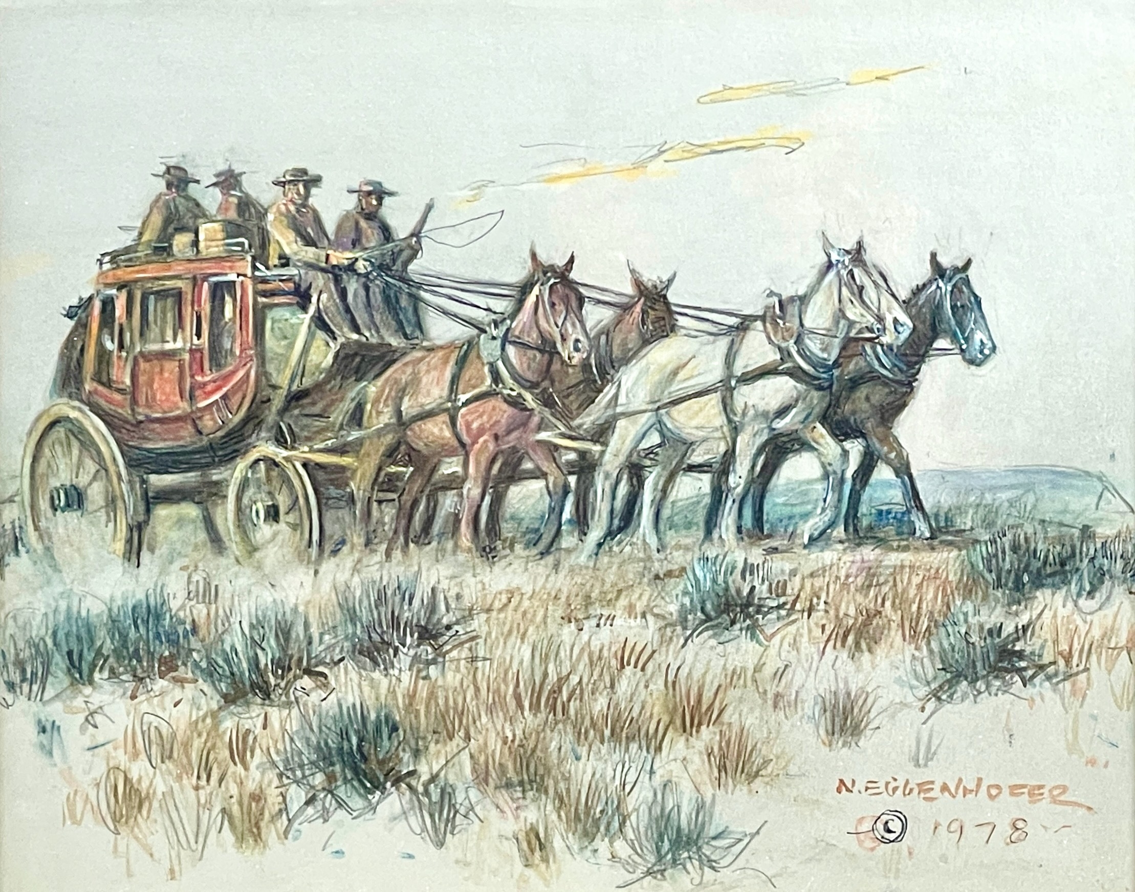 Nick Eggenhofer | Western Stagecoach Gouache (1978) | MutualArt