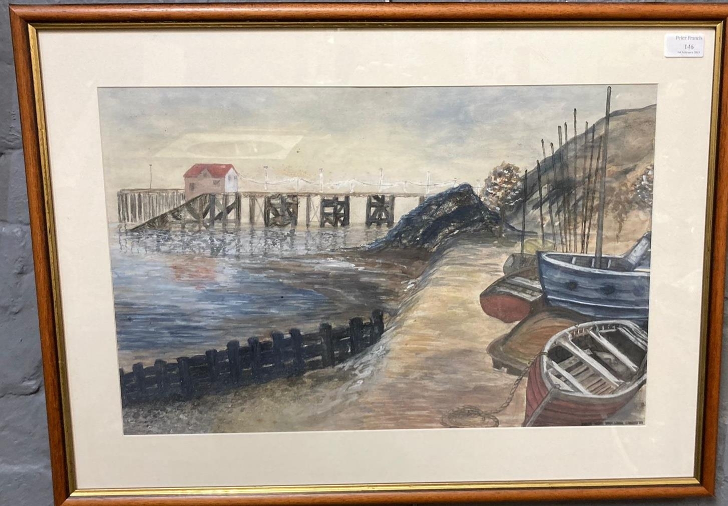 Jane Simpson | coastal scene with lifeboat station | MutualArt