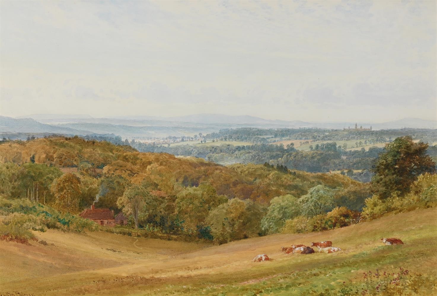 Harry Sutton Palmer | RECUMBENT CATTLE IN A DOWNLAND LANDSCAPE | MutualArt