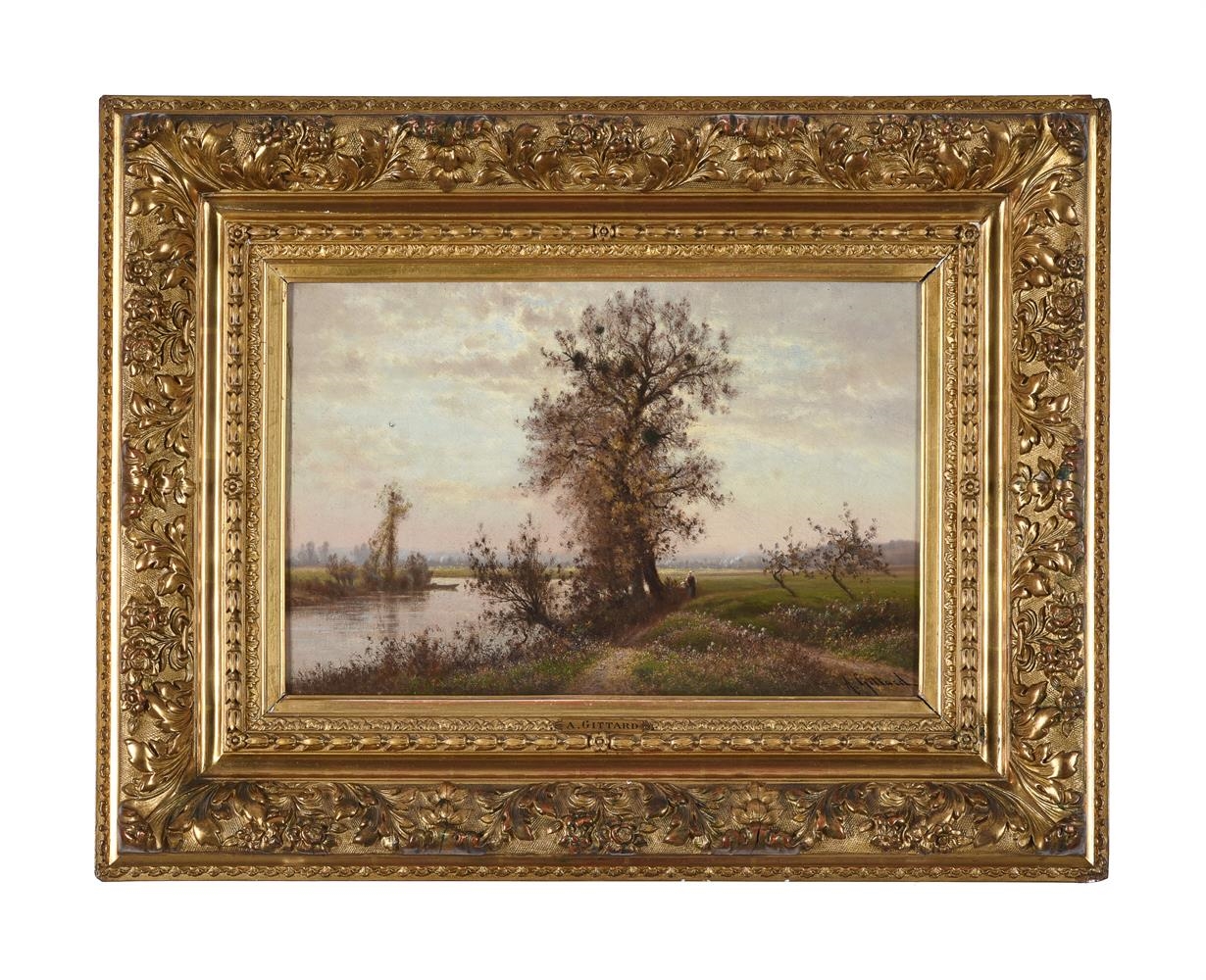 Alexandre Charles Joseph Gittard | FIGURE WALKING BESIDE A RIVER ...