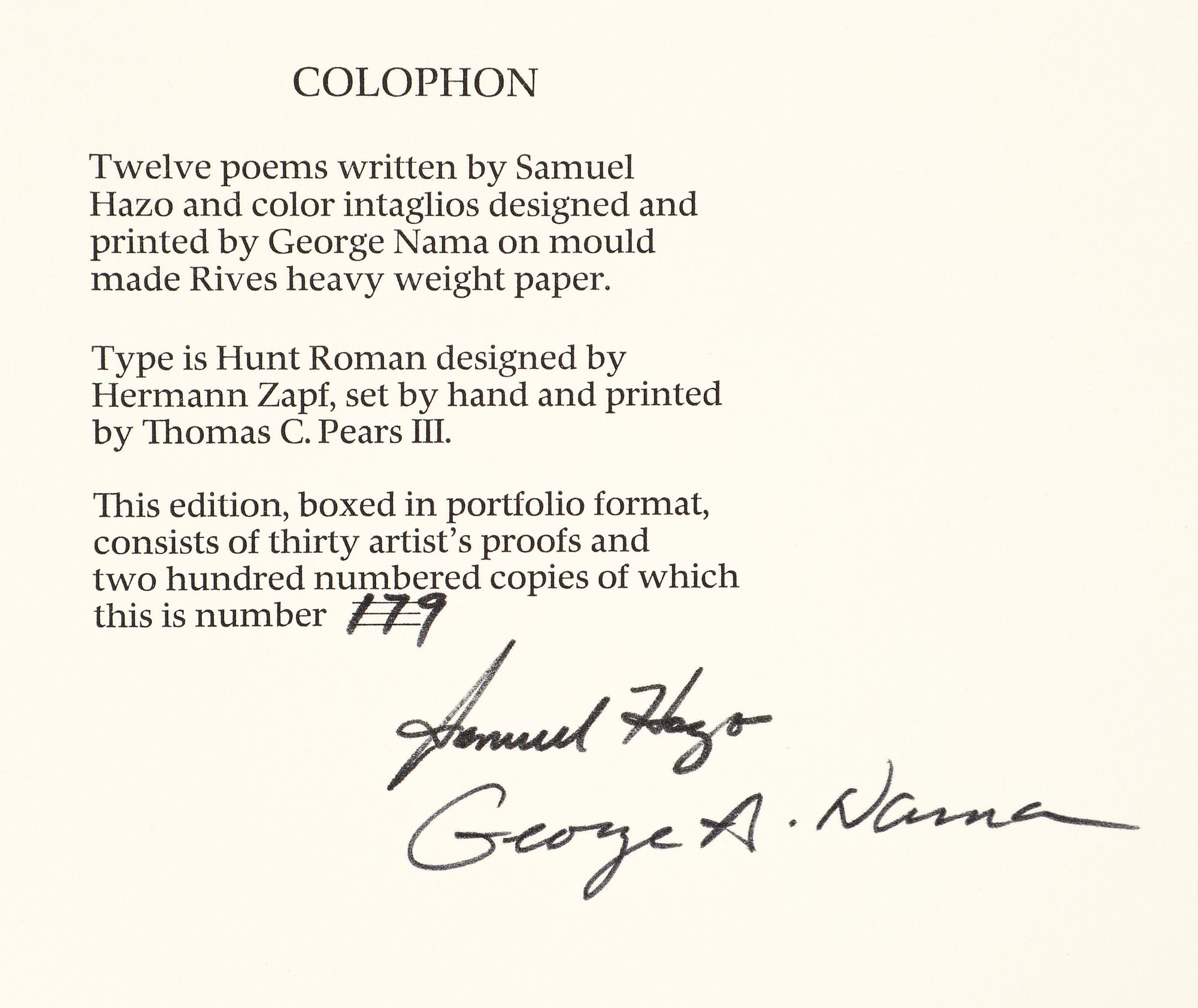 George Nama | Twelve Poems Samuel Hazo and George Nama (1970) | MutualArt