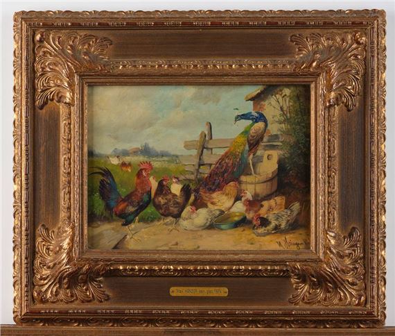 Max Hänger | Hühnerhof mit Küken und Pfau | MutualArt