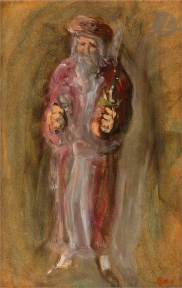 Isaac Frenel | Isaac FRENKEL (1899-1981) Rabbi with Loulav Oil on ...