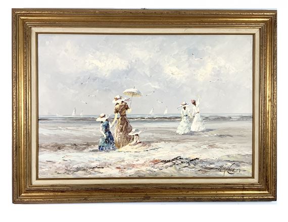 Marie Charlot | Marie Charlot Oil On Canvas Beach Scene | MutualArt