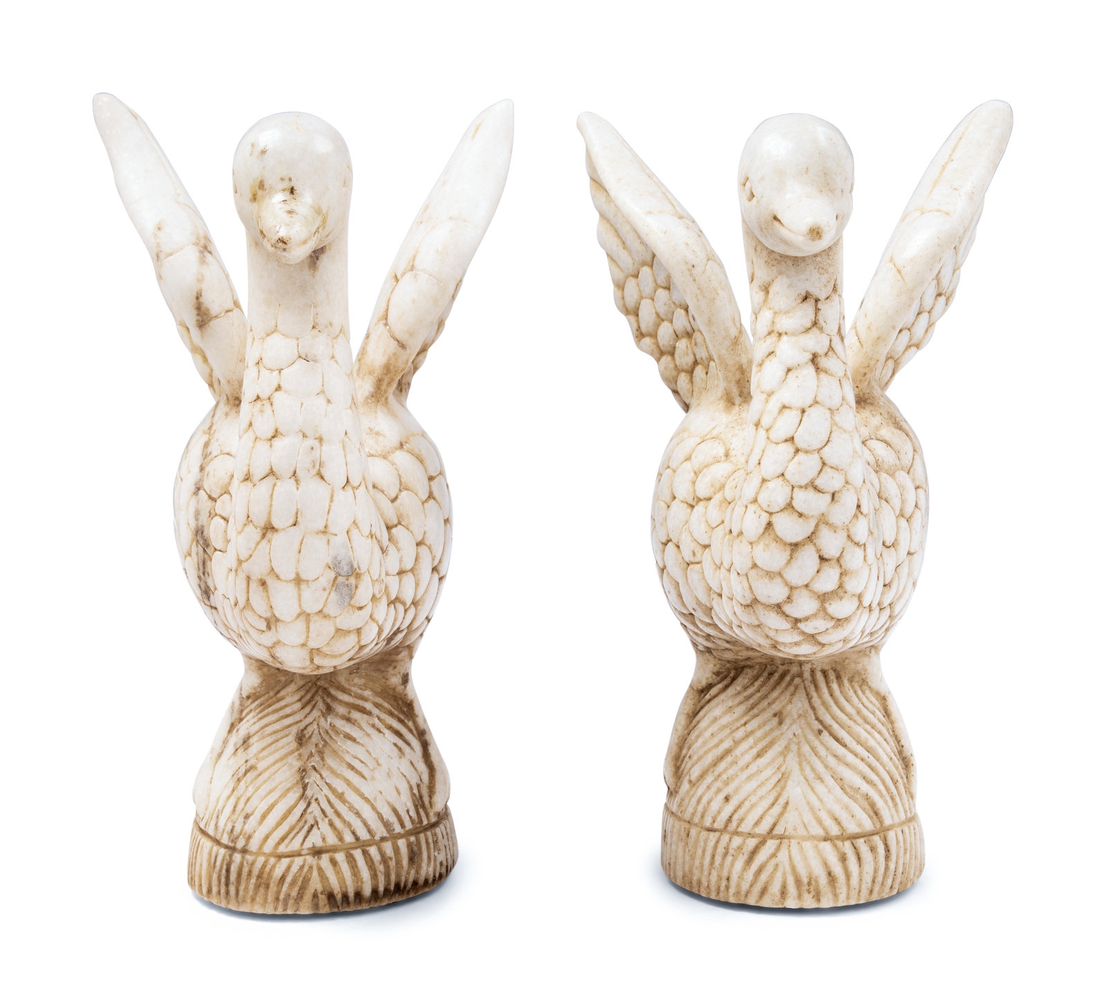 Indian School | A Pair of Indian Carved Alabaster Geese | MutualArt