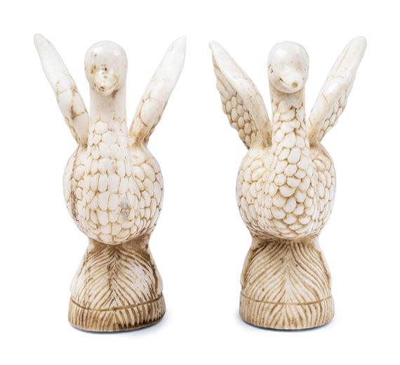 Indian School | A Pair of Indian Carved Alabaster Geese | MutualArt