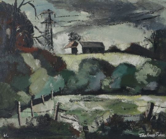 John Knapp-Fisher | 'Farm Buildings and Pylon' | MutualArt