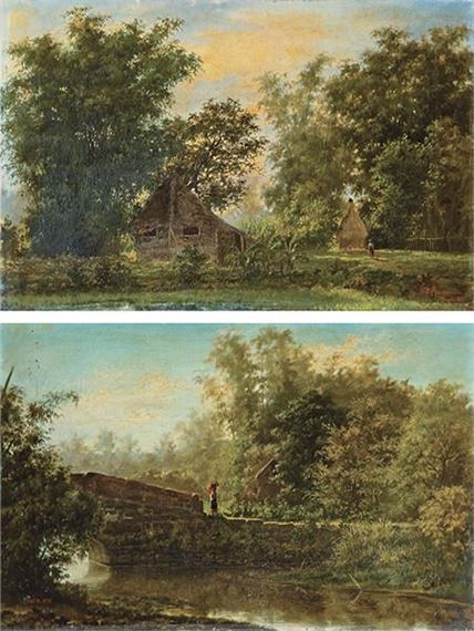 Félix Resurrección Hidalgo | Paisaje de Manila con Bahay kubo; Paisaje ...