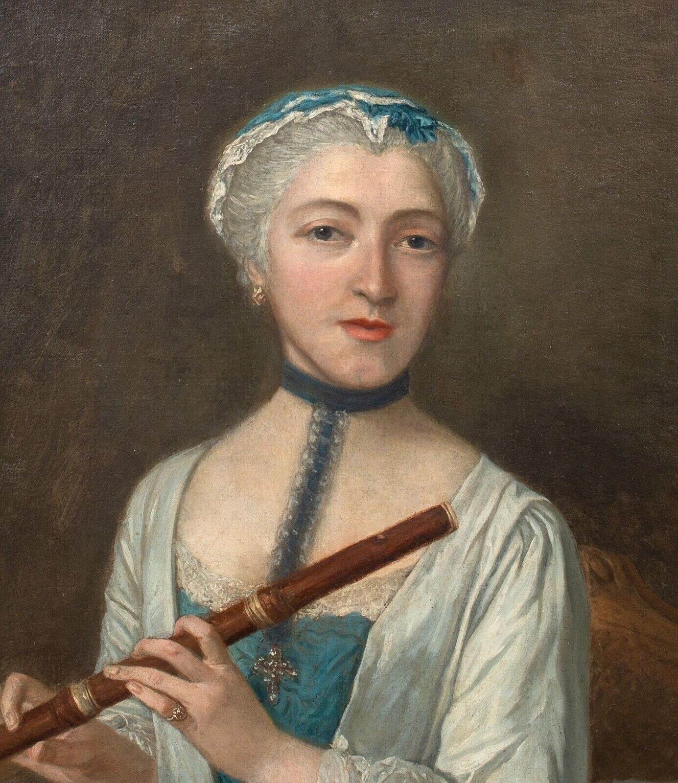 French School, 18th Century | PORTRAIT OF A LADY HOLDING A FLUTE OIL ...