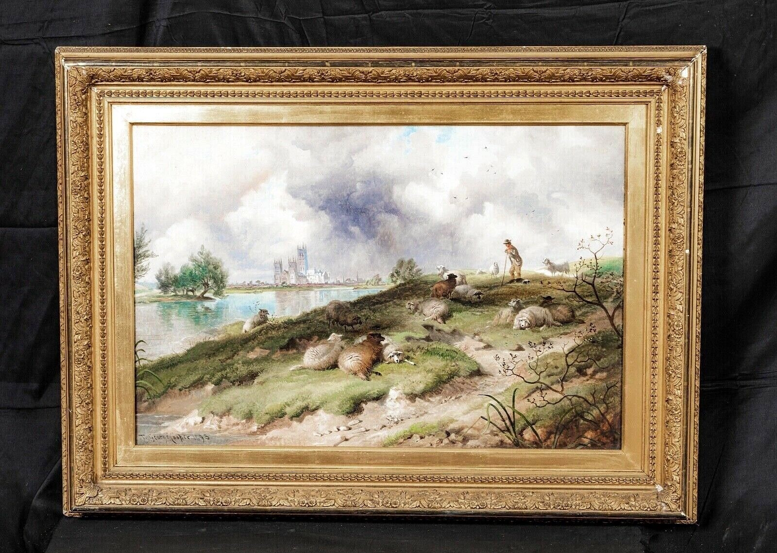 Thomas George Cooper | CANTERBURY CATHEDRAL SHEEP LANDSCAPE OIL ...