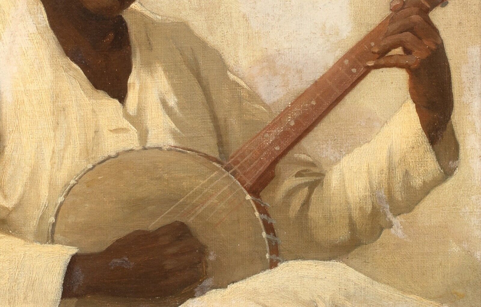 American School, 18th Century | THE BANJO PLAYER OIL PAINTING (19th ...