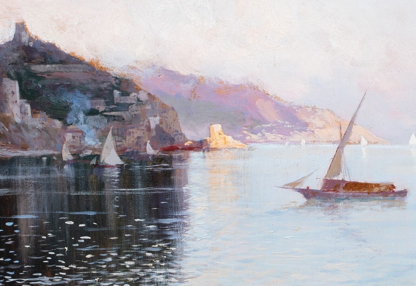 Oscar Ricciardi | MORNING ON THE NEAPOLITAN COAST OIL PAINTING (19th ...