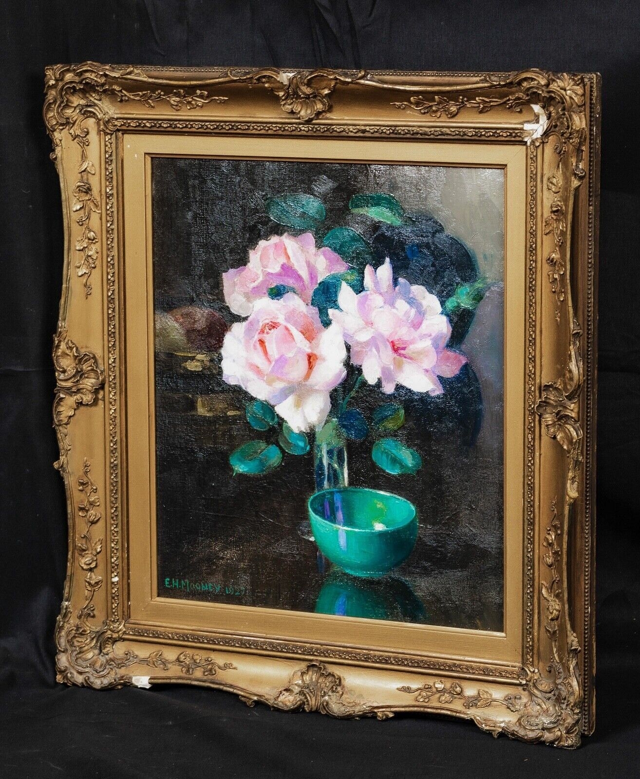 Edward Hartley Mooney | STILL LIFE FLOWERS CAMELLIA'S GLASS VASE OIL ...