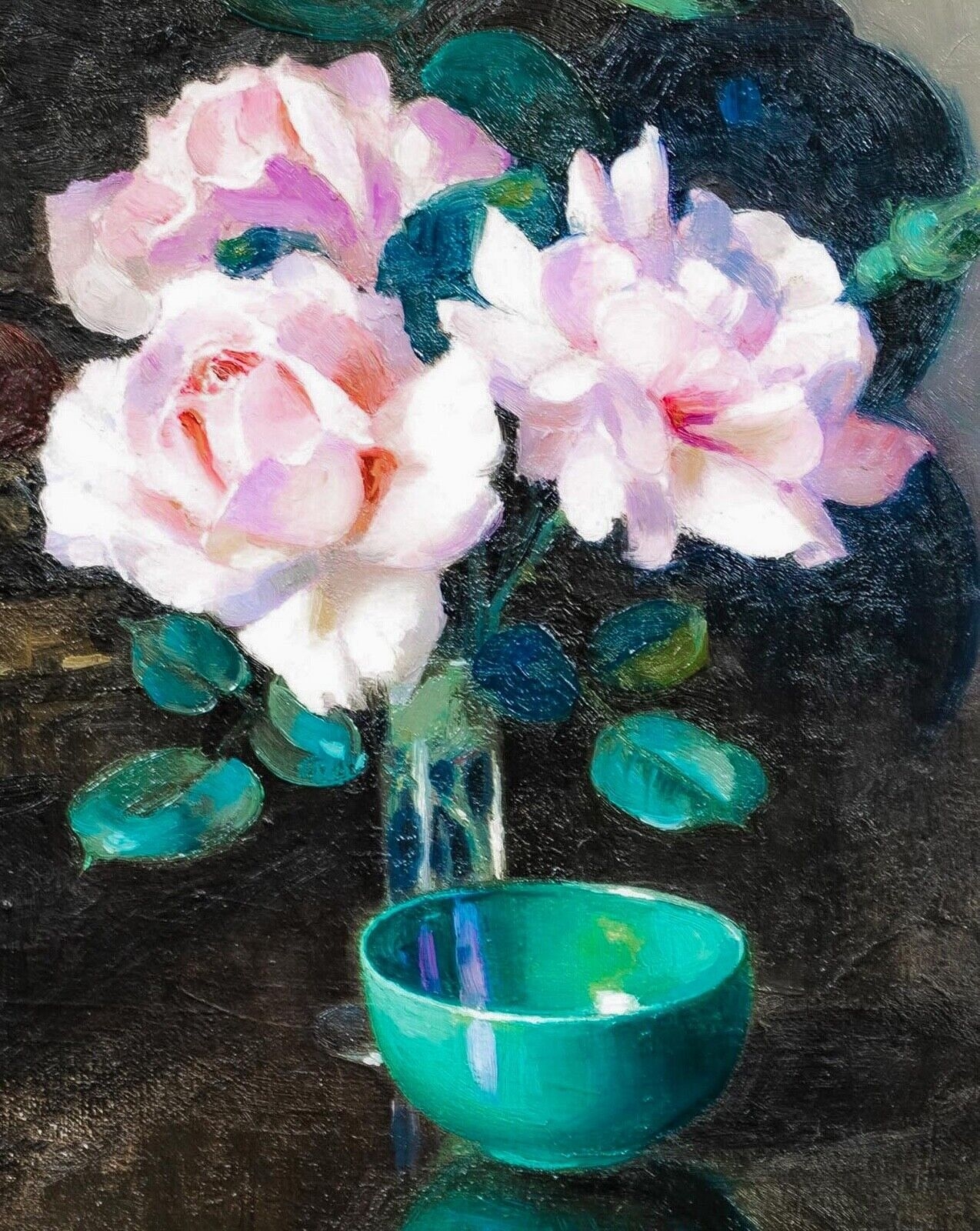 Edward Hartley Mooney | STILL LIFE FLOWERS CAMELLIA'S GLASS VASE OIL ...