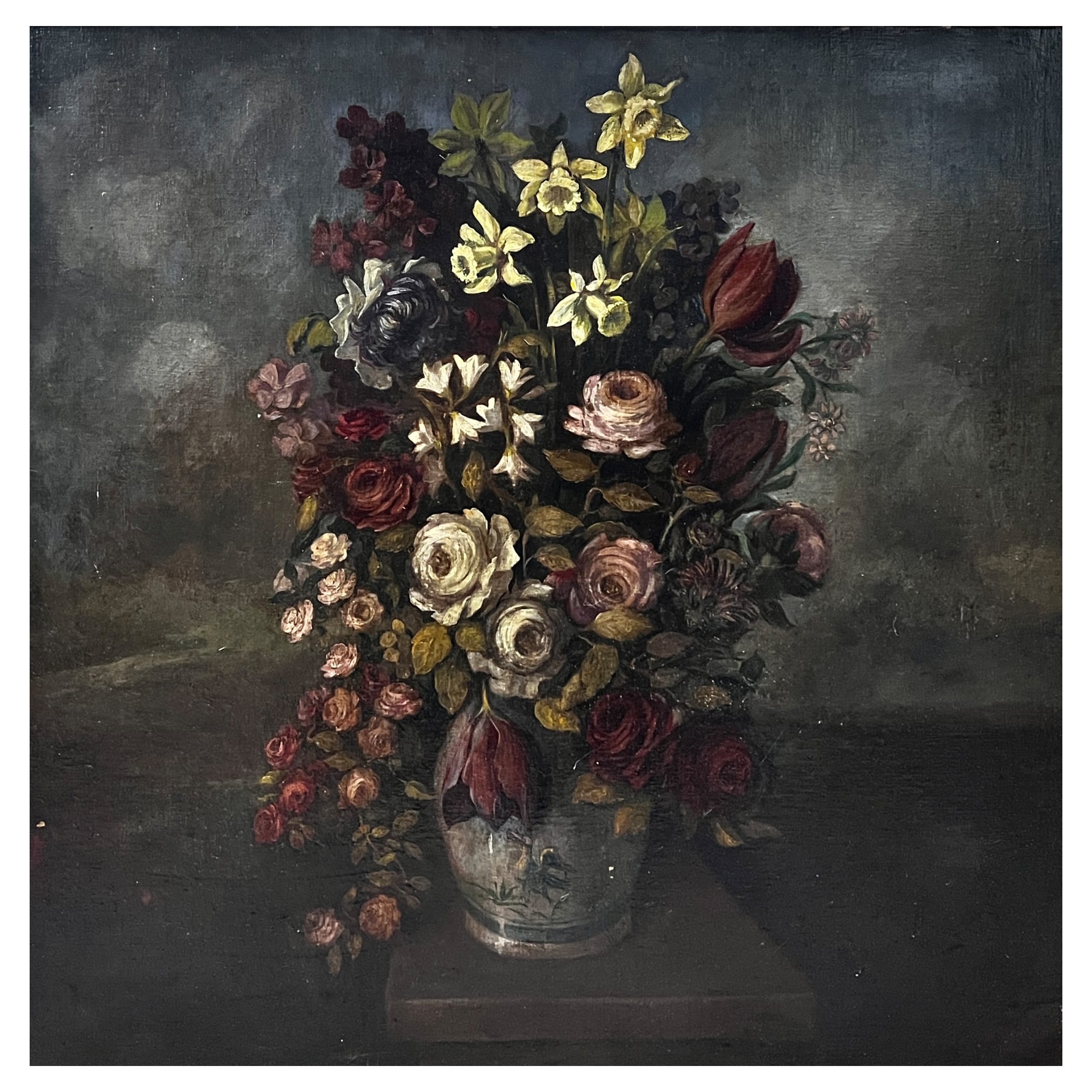 Spanish School, 19th Century | Bodegón con rosas y narcisos | MutualArt