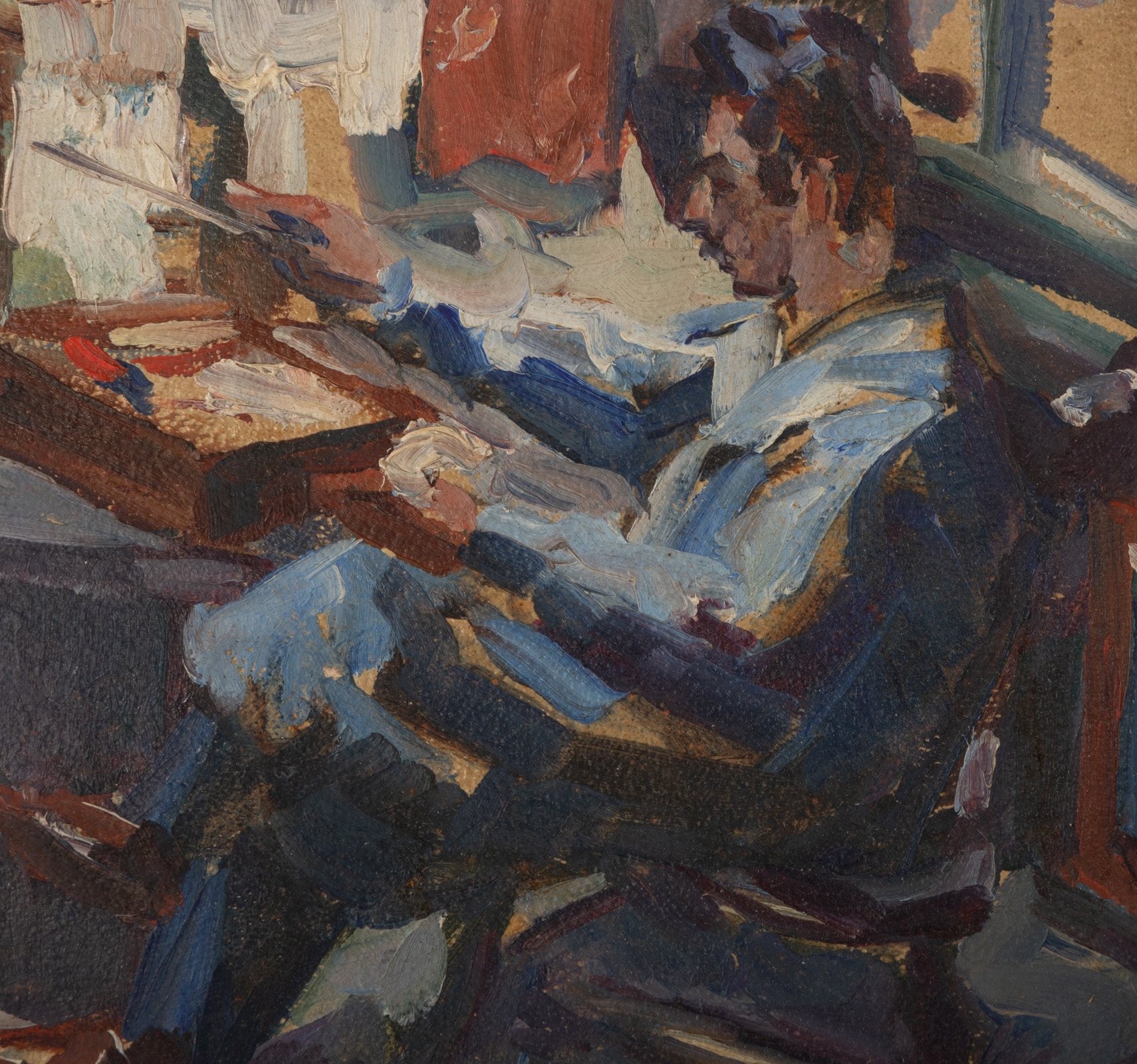 Louis Bosa | Man Seated in Interior | MutualArt