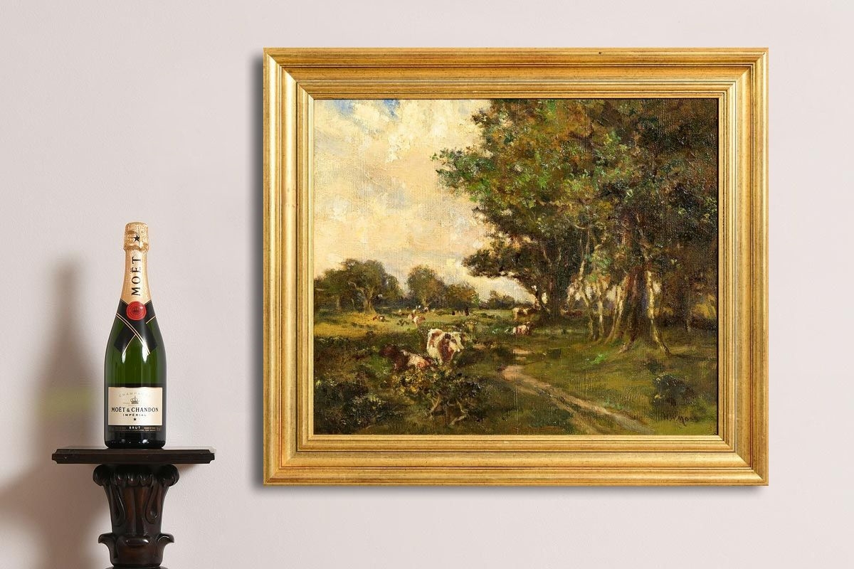 Henry William Moss | Cattle Grazing in a Wooded Landscape | MutualArt