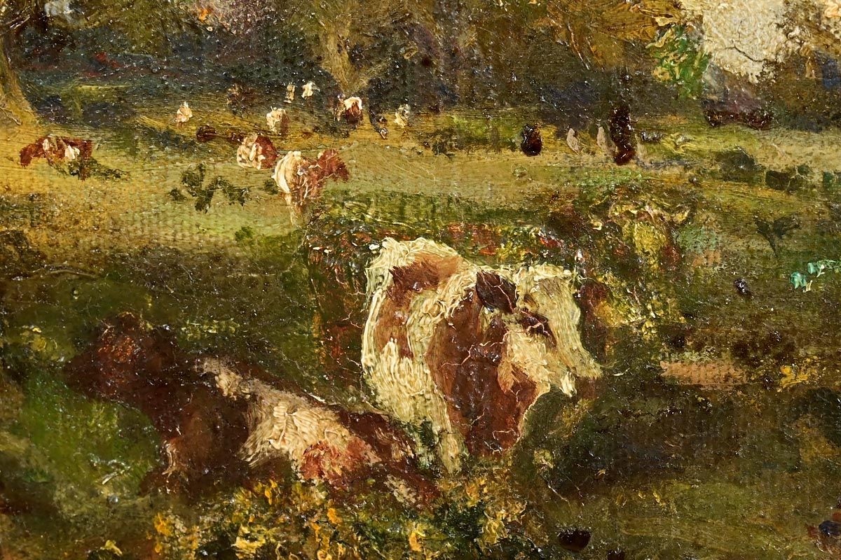 Henry William Moss | Cattle Grazing in a Wooded Landscape | MutualArt