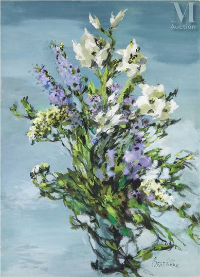 Dimitri‏ Dmitriévitch Bouchène | Bouquet sur fond bleu | MutualArt
