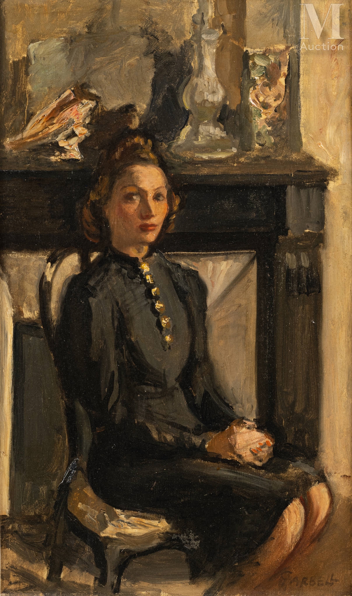 Alexandre Garbell | Portrait de femme dans un intérieur | MutualArt