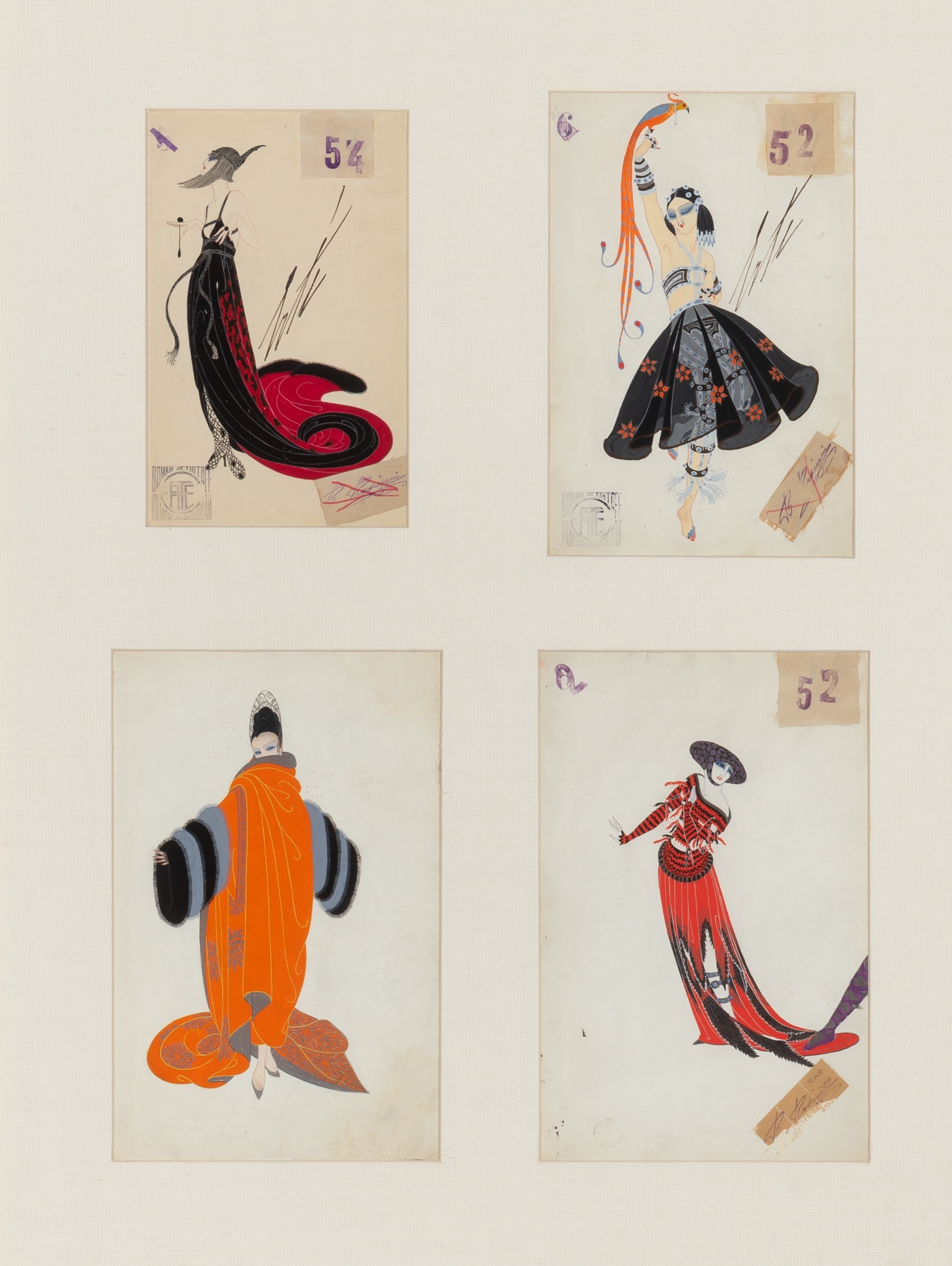 Erté | Four Costume Designs (Les Rais des Legendes) | MutualArt
