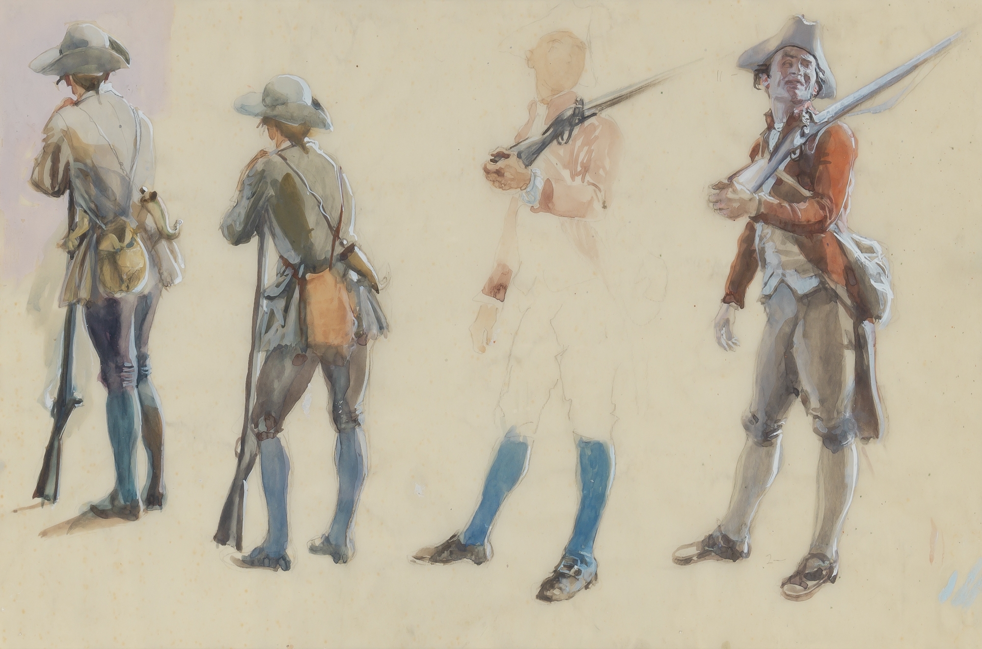 Charles Hoffbauer | Studies for Murals Depicting the History of Boston ...