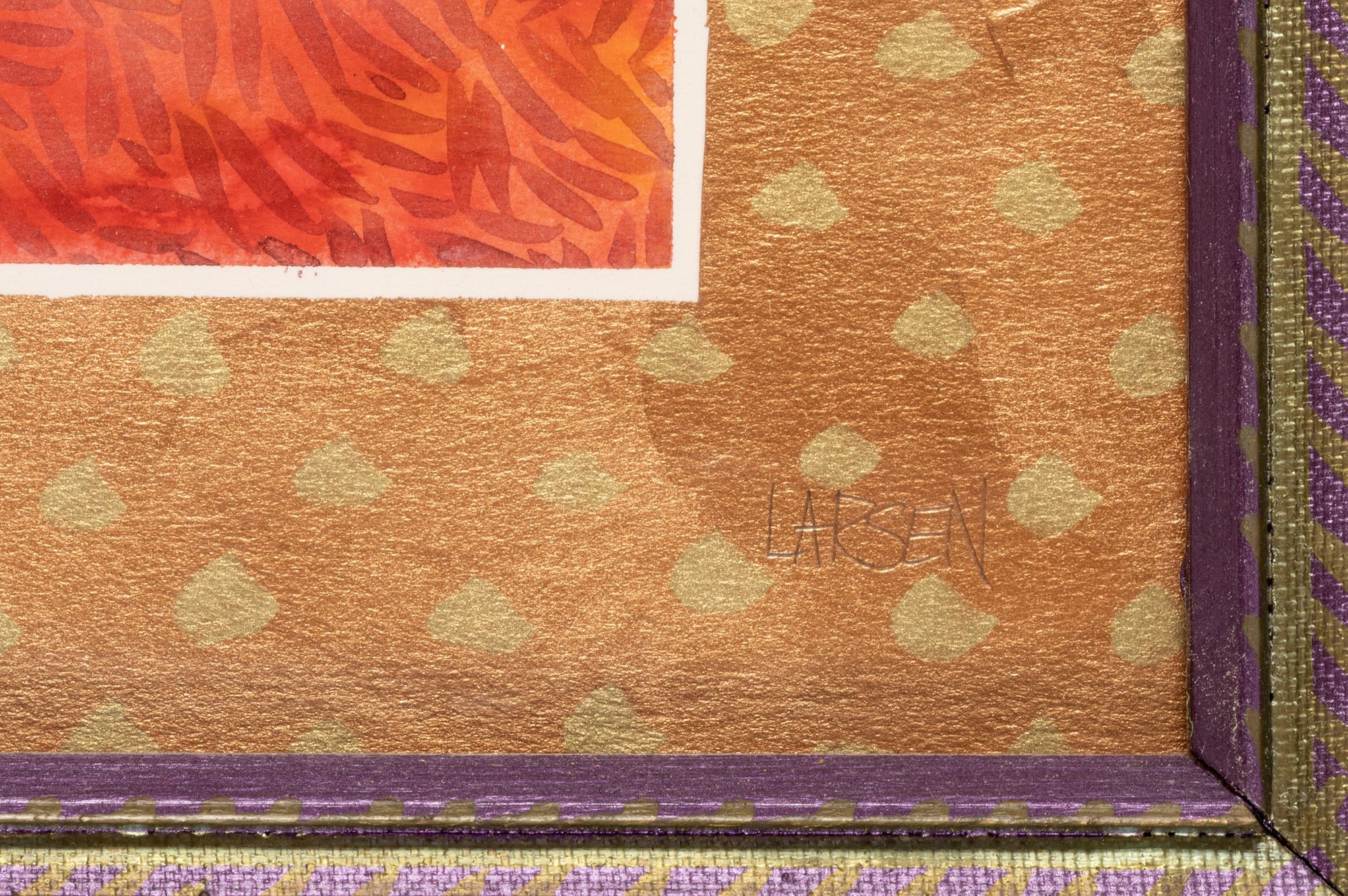 Fran Larsen | Fran Larsen (AMERICAN B. 1937) Watercolor In Hand Carved ...