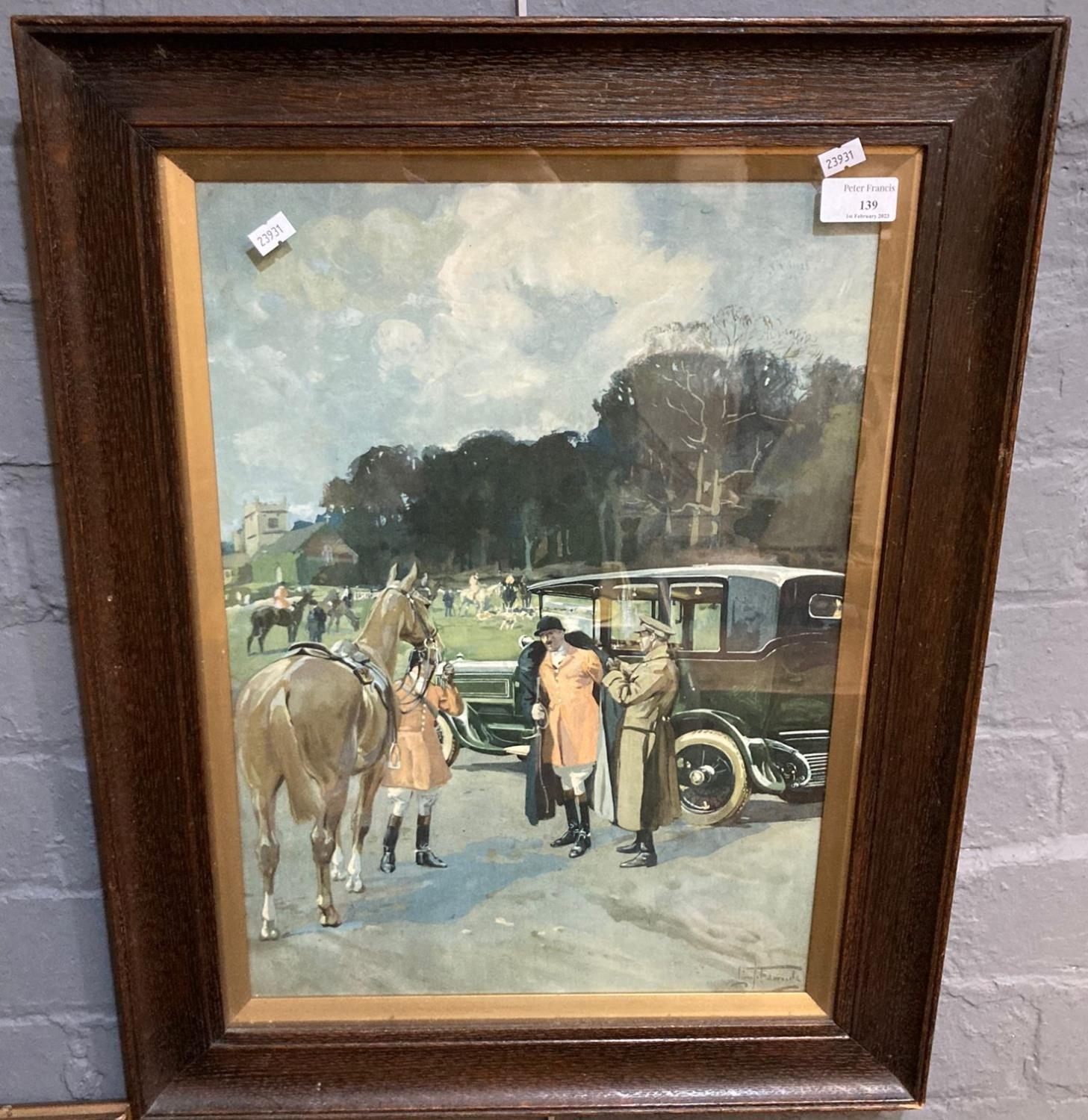 Lionel Edwards | 'The Master of the Hunt Arriving with his Chauffeur to ...