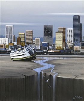 Tim Wistrom | Tim Wistrom ''Elwha Ferry Waterfront'' 1985 Acrylic ...