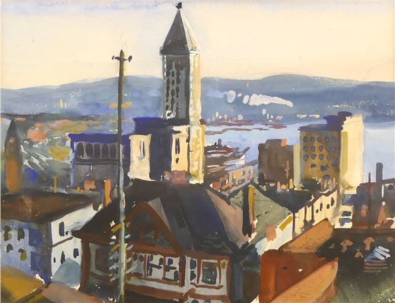 Kenneth Callahan | WPA Era View of Seattle with the Smith Tower ...