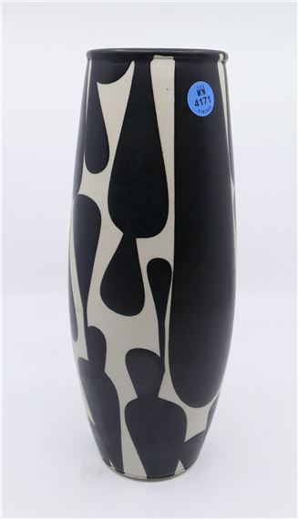 Sam Scott | Sam Scott Black & White Porcelain Vase- 11'' | MutualArt